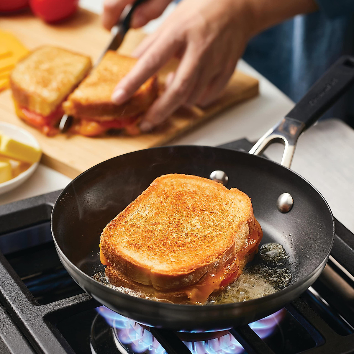 KitchenAid Stainless Steel Nonstick Frying Pan/Skillet, 8 Inch, Brushed Stainless Steel