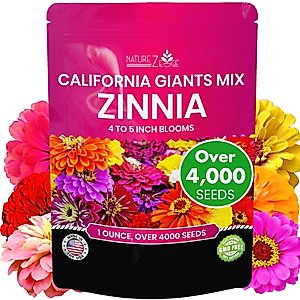 NatureZ Edge Zinnia Seeds for Planting Outdoors, Flower Seeds, Bulk Semillas De Flores para Sembrar, California Giants, 1 Oz