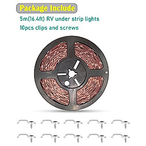 Dobertry Rv Underglow Led Light Kit, Underbody Accent Lighting for Camper Motorhome Travel Trailer Concession Stands Food Trucks, Rv Led Light Strip, Rv Awning Lighs, 5m(16.4ft), Dc 12v, Blue