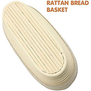 2 PCS 8 inch Oval Long Banneton Brotform Bread Dough Proofing Rising Rattan Basket & Liner for Professional & Home Bakers