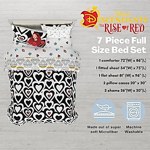 Franco Collectibles Disney Descendants 4 Bedding 7 Piece Super Soft Comforter and Sheet Set with Sham, Full, (Officially Licensed Product)