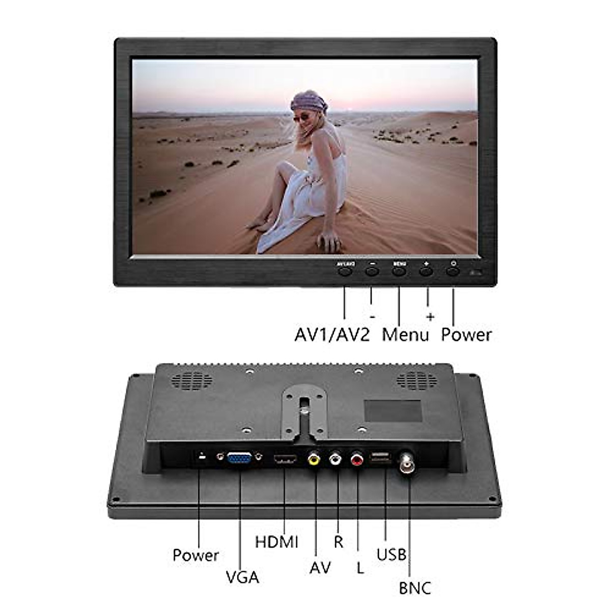 EKAT LCD Security CCTV Monitor, 10.1 Inch HDMI Camera Monitor HD 1024X600 with BNC, AVI, VGA, HDMI Input Cable,Compatible with PC CCTV Security Camera Car DVR