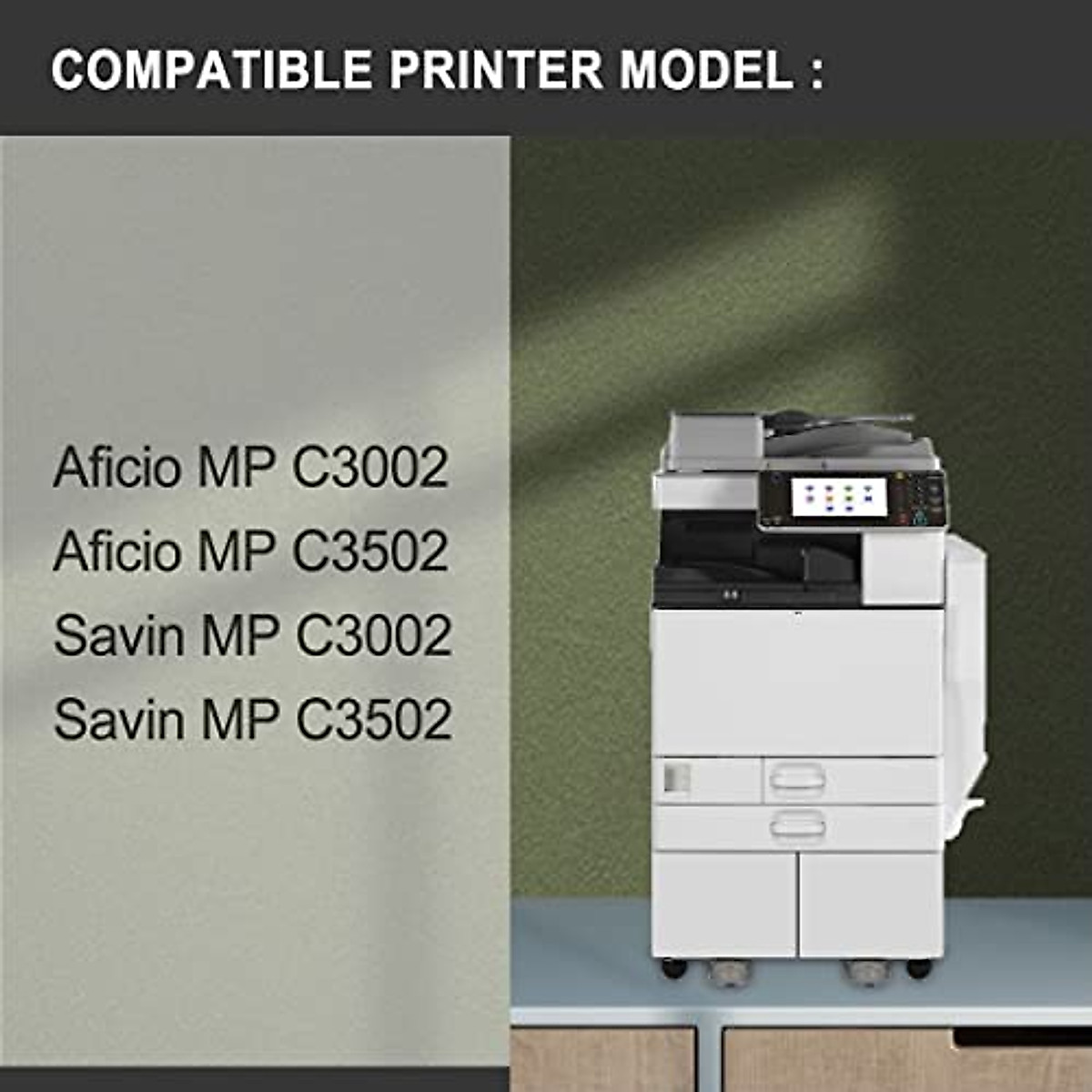 JUHASG 2 Pack Compatible MP C3502 841735 Black Toner Cartridge Replacement for Ricoh Savin MP C3002 C3502 Aficio MP C3002 C3502 Printer Toner