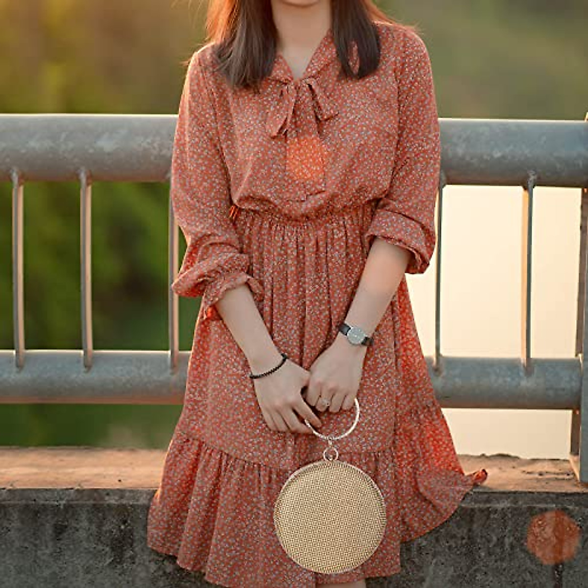 UBORSE Round Rhinestones Clutch Evening Bags for Women Gold Formal Bridal Wedding Clutch Purse Prom Cocktail Party Handbags