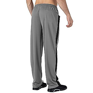 Gopune Men's Sweatpants with Zipper Pockets Open Bottom Workout Pants, for Athletic, Jogging, Training, Casual (Grey,M)