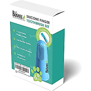 BOSHEL 8 Pc Finger Toothbrush for Dogs - Dog Toothbrush Kit Includes 6 Silicone Bristle + 2 Nylon Bristle Dog Finger Toothbrushes - Cat Toothbrush for Small & Large Pet - Dog Tooth Brush Oral Care Kit