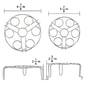 TOMOTE Egg Steamer Rack Trivet for Instant Pot Accessories 5 Qt, 6 Qt, 8 Qt Pressure Cooker - 2 Pack Stackable 304 Stainless steel Multipurpose Cooling Rack (2 Pack)
