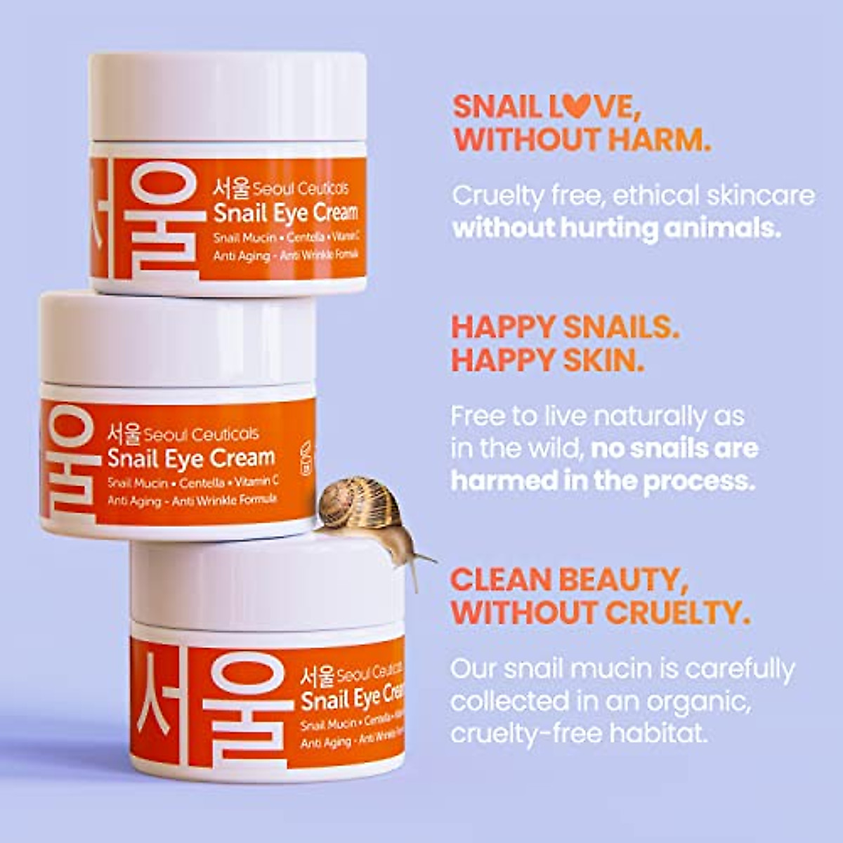 Korean Skin Care Snail Eye Cream - 97.5% Snail Mucin Korean Beauty Skincare Anti Aging Under Eye Cream With Cica Centella Asiatica - Extremely Effective Anti Wrinkle Eye Treatment Cream 0.5oz