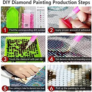 DIY 5D Diamond Painting by Number Kits,Full Drill Crystal Rhinestone Embroidery Pictures Arts Craft for Home Wall Decoration Christmas Vacation 12X16Inch