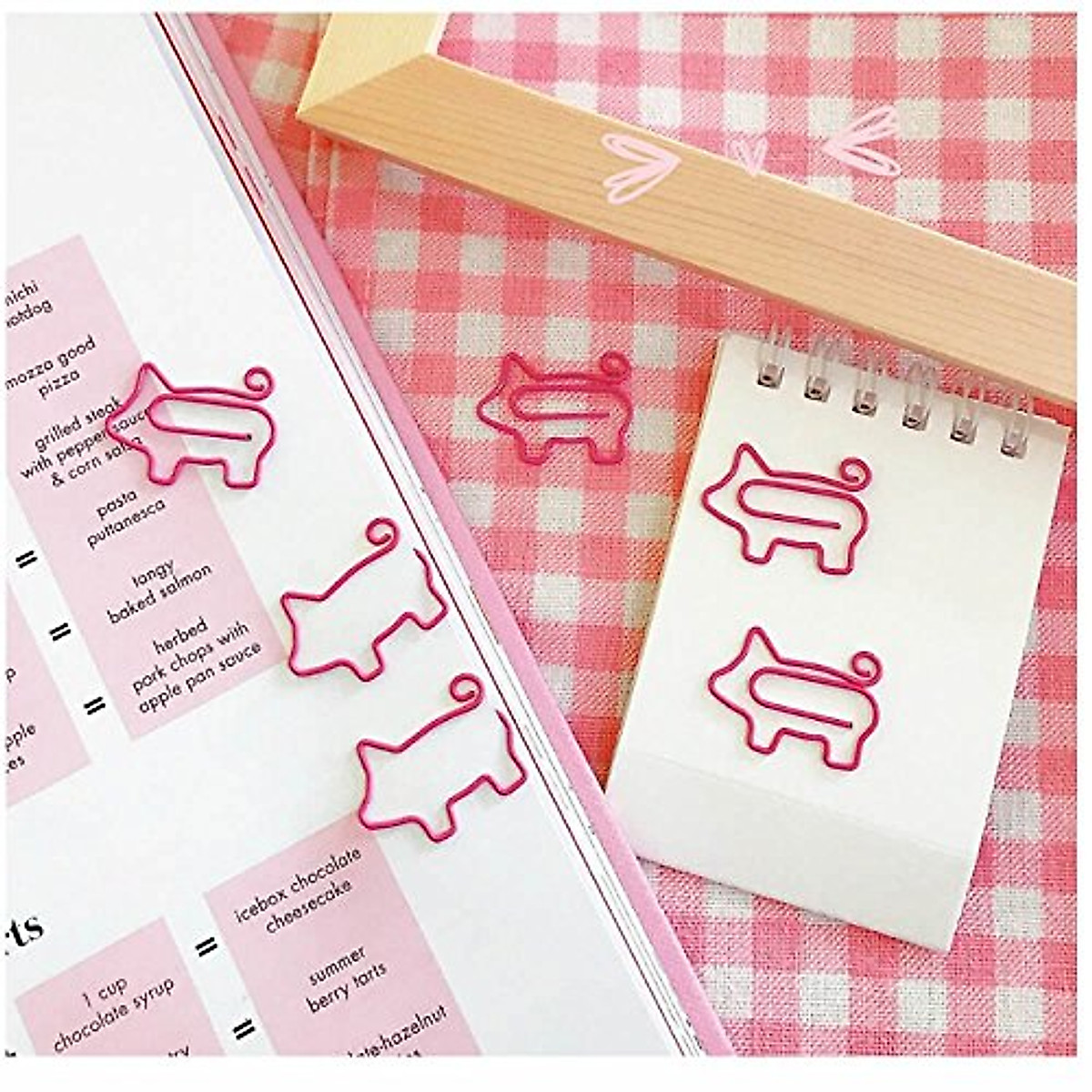 ISKYBOB 40 Pieces Mini Cute Pig Shaped Paper Clips Bookmark Funny Office Supplies,Pink