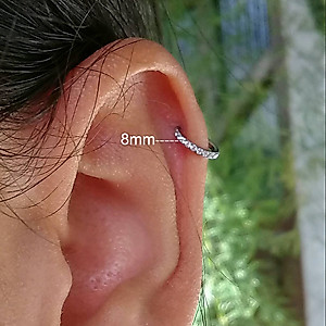 FINE4U 16G 8mm Helix Piercing Jewelry Hoop Gold - ASTM F136 Titanium Helix hoop Earrings for Women, Forward Helix Piercing, Cartilage Earring Hoop