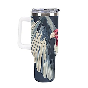 Flying Vulture Large Capacity Insulated Car Cup Travel Coffee Mug 40 Oz Reusable Tumblers with Straw and Lid