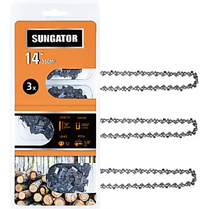 SUNGATOR 3-Pack 14 Inch Chainsaw Chain SG-S52, Compatible with Echo CS310, Ryobi RY3714, 3/8" LP Pitch - .050" Gauge - 52 Drive Links, Compatible with Craftsman, Poulan, Ryobi, Homelite, Echo and more