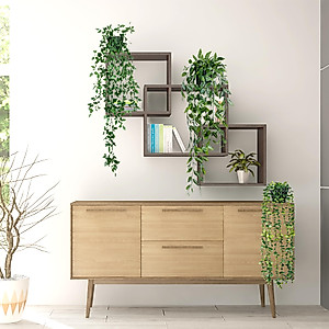 Sggvecsy Artificial Hanging Eucalyptus Plants 2 Pack Fake Potted Hanging Greenery Faux Potted Wall Plants for Home Indoor Outdoor Wall Garden Wedding Decor