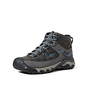 KEEN Women's Targhee 3 Mid Height Waterproof Hiking Boots, Magnet/Atlantic Blue, 9.5