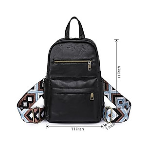 ALUSBELL Vintage Sling Bag Sling Backpack for Men Women, Vegan Leather Crossbody Bag Fanny Packs, Fashion Chest Bag Daypack with 2 Adjustable Straps,Black