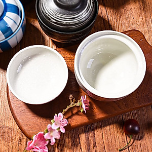 Soup Bowl with Lid, 7.7 OZ Microwave Bowl with Lid, Japanese Bowl with Lid for Soup (White)