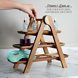 Creekview Home Emporium Wooden Ladder Tiered Tray Serving Platter - A-Frame Farmhouse Tiered Tray Cupcake Display Stand