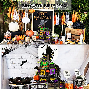 49PCS Halloween Tiered Tray Decor Farmhouse Rustic Tiered Tray Set 10Pieces Halloween Wooden Signs Halloween Decorations for Indoor Home Table Room Kitchen House, Tray Not Included