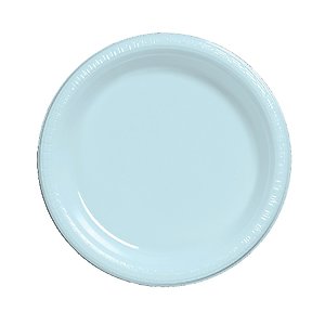 Creative Converting Touch of Color 20 Count Plastic Dinner Plates, Pastel Blue
