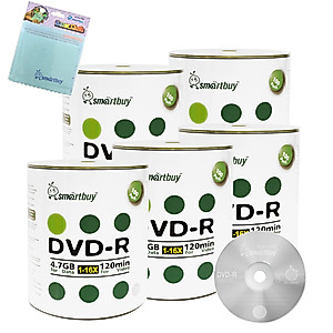 Smartbuy 500-disc 4.7GB/120min 16x DVD-R Logo Top Blank Media Record Disc + Free Micro Fiber Cloth