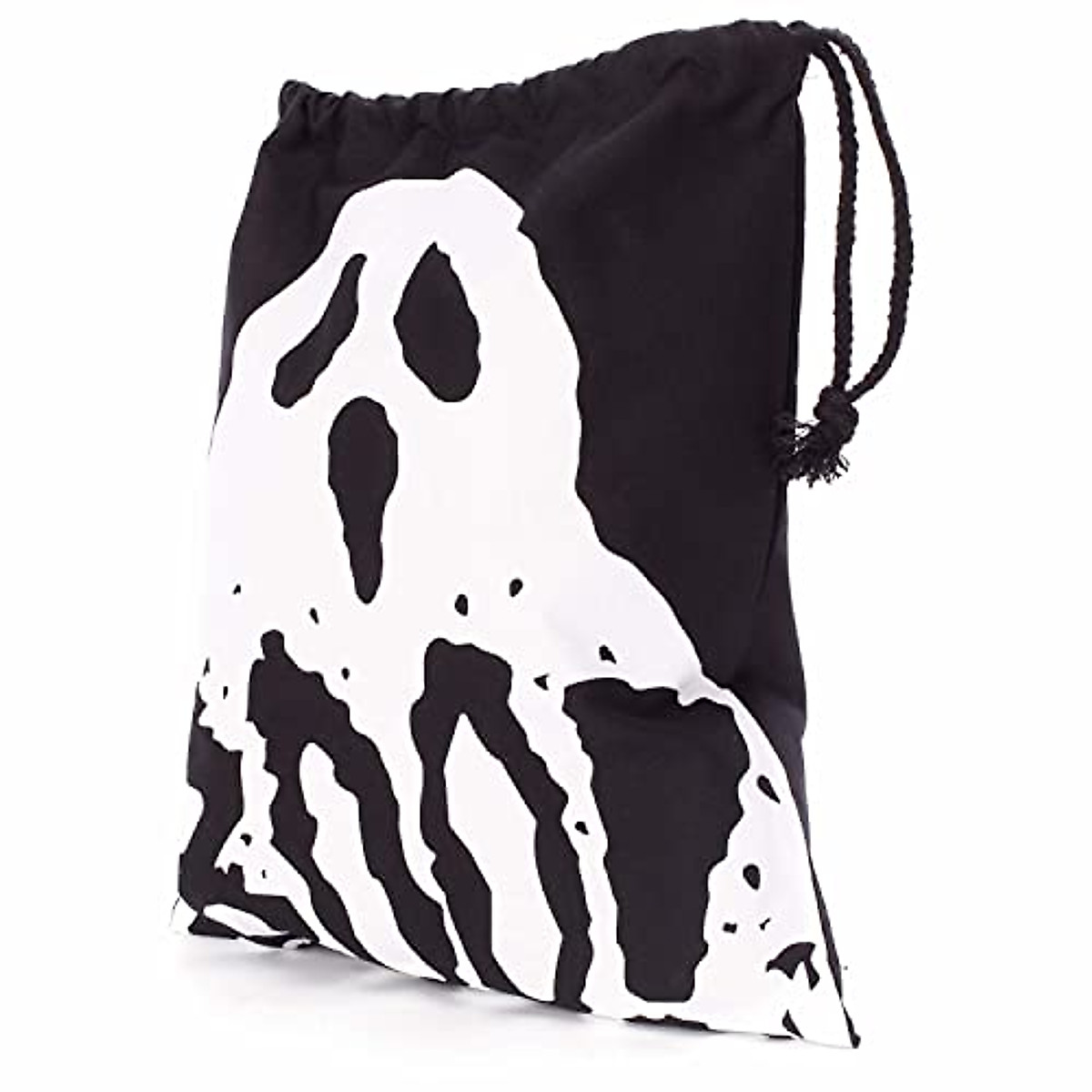 Halloween Trick or Treat Candy Bag | Washable Canvas Tote Bag | Drawstring Bag for Halloween Candy | Ghost