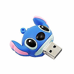 Novelty Stitch Blue Shape Design 16GB USB 2.0 Flash Drive Cute Memory Stick Stitch Thumb Drive Data Storage Pendrive Cartoon Jump Drive Gift (Stitch Blue-16GB)