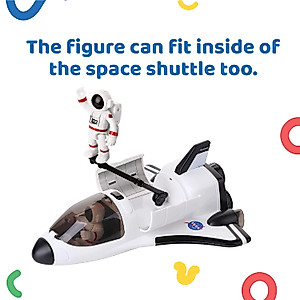 Dazmers Spaceship Shuttle Toy with Astronaut Figure - Light-Up Rocket Ship with Blast-Off Sound Effects - Space Exploration Play and Interactive Space Toys for Kids 5-8 Years Old - 10x8x4 Inches