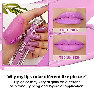 Oulac Matte Liquid Pinky Purple Lipstick for Women, Long Lasting Lipstick Waterproof Lip Stain, No Transfer, Creamy High Pigmented Formula with Rose Oil, Vegan & Cruelty-Free, Light Purple M14