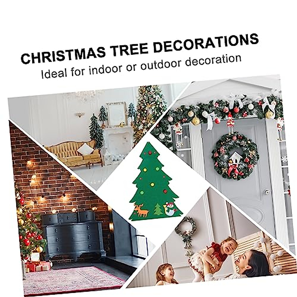 LABRIMP 1pc Christmas Felt Christmas Tree Felt Christmas Decorations Toddler Felt Tree with Ornaments Advent Felt Christmas Tree Hand Decor Play Set Kids Suit Detachable Ornaments DIY 3D