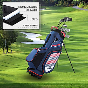 Golf Stand Bag for Men Navy 14 Way Divider Golf Bags, 6LB Lightweight Portable Walking/Riding Bags with Dust Cover, Strap (Blue)