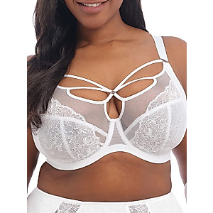 Elomi Women's Plus Size Brianna Strappy Underwire Plunge Bra, White, 40K