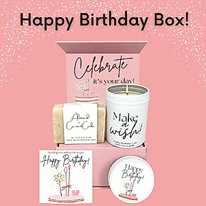Happy Birthday Gifts for Women, Birthday Box Set - Birthday Candles Gifts for Her, Cute Candles Gifts for Women - Gifts for Women Birthday Unique, Gift Ideas for Friend, Mom, Sister, Coworker, Female