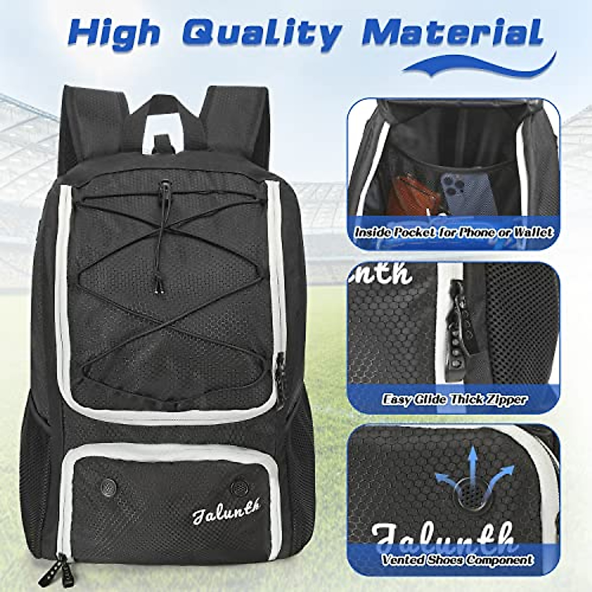 Jalunth Baseball Softball Bat Bag Backpack Youth Adult Large Room Fastpitch Slowpitch Equipment Bags Boys Kids Girls Tball Gear Back Pack Mens Women Fence Hook Shoes Compartment Fits Face Guard Helmet