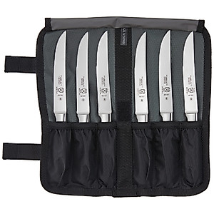 Mercer Culinary Genesis 7-Piece Forged Steak Knife Set, Steel/Black
