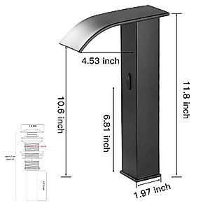 Black Vessel Faucet Bathroom Automatic Touchless Motion Sensor Bath Faucets Touch Free Battery Powered Eletronic Faucet Hands Free Auto Vanity Lavatory Drain Without Overflow Deck Mount Commercial