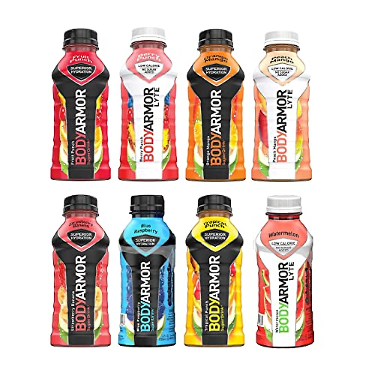 BODYARMOR Sports Drink Sports Beverage, Multi-Flavor Variety Sampler Pack, Natural Flavors With Vitamins, Potassium-Packed Electrolytes, No Preservatives, 12 Fl Oz with Oasis Snacks Sticker (8 Flavor Variety, Pack of 8)