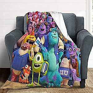 haiqingcjhov, Monsters Inc Throw Blanket Super Soft Cozy Plush Microfiber Flannel Reversible TV Blanket, Home Decor Throws for Couch Sofa Bed Travel Version 60 X 50 Inch