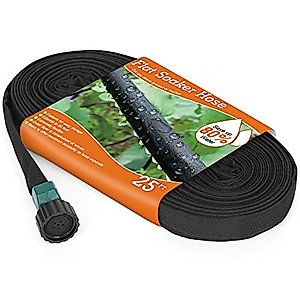 Flat Soaker Hose 25 ft for Garden Beds Drip Hose Heavy Duty Save 70% Water for Vegetable Tree (25FT)