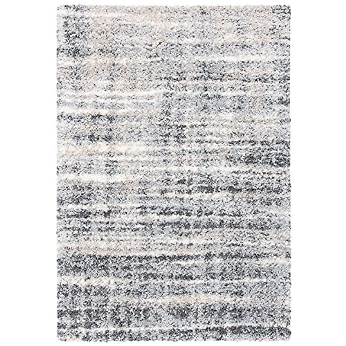 SAFAVIEH Fontana Shag Collection 8' x 10' Grey/Ivory FNT856G Modern Non-Shedding Living Room Bedroom Dining Room Entryway Plush 2-inch Thick Area Rug