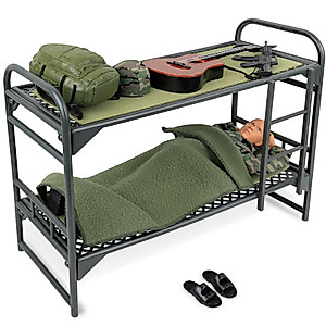 Click N' Play Military Camp Bunk House Life, Military 12” Action Figure Play Set with Accessories Including Army Gear, Bunk Beds, Locker, Army Playset for Boys 3+
