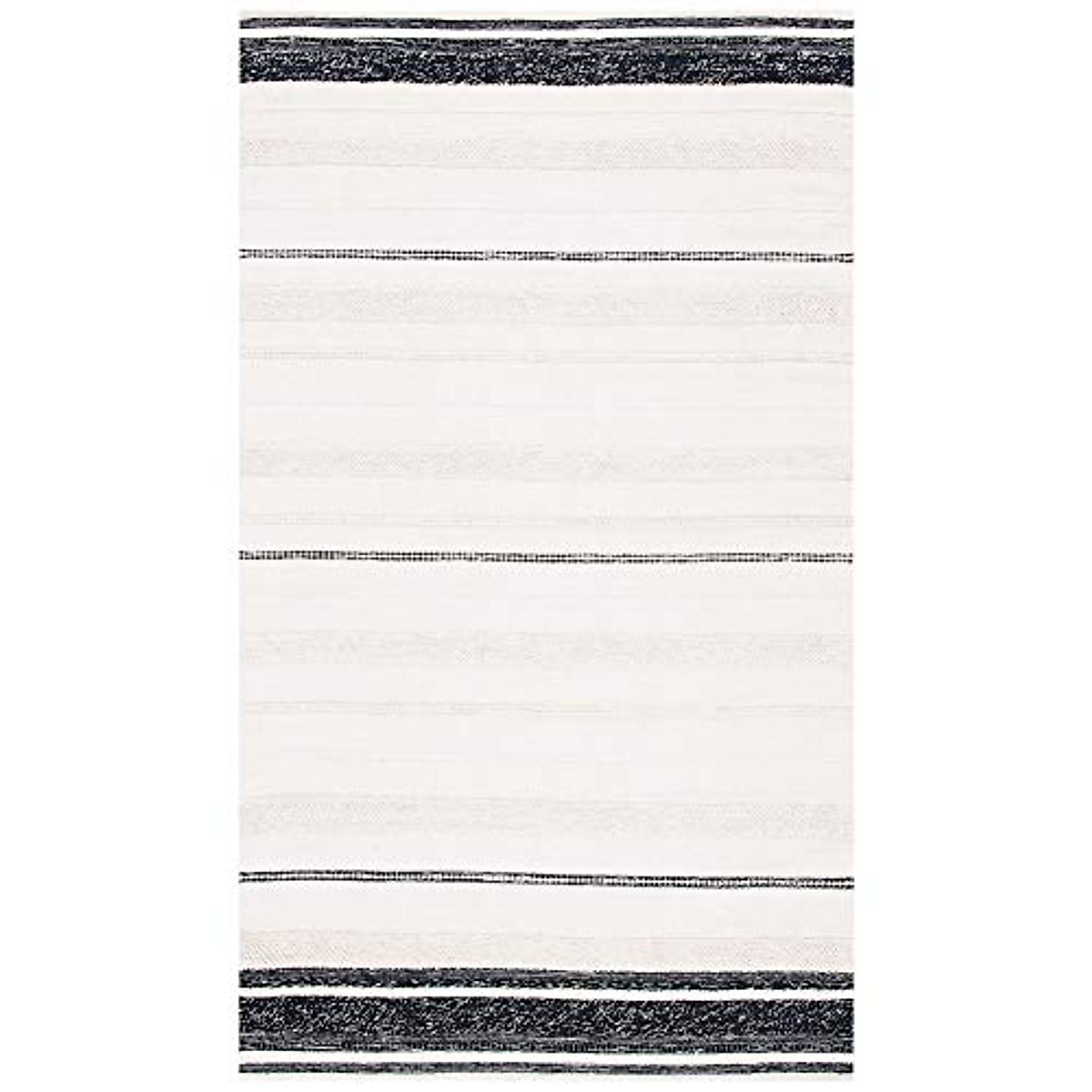 SAFAVIEH Striped Kilim Collection 3' x 5' Ivory / Black STK512A Handmade Flatweave Cotton Area Rug