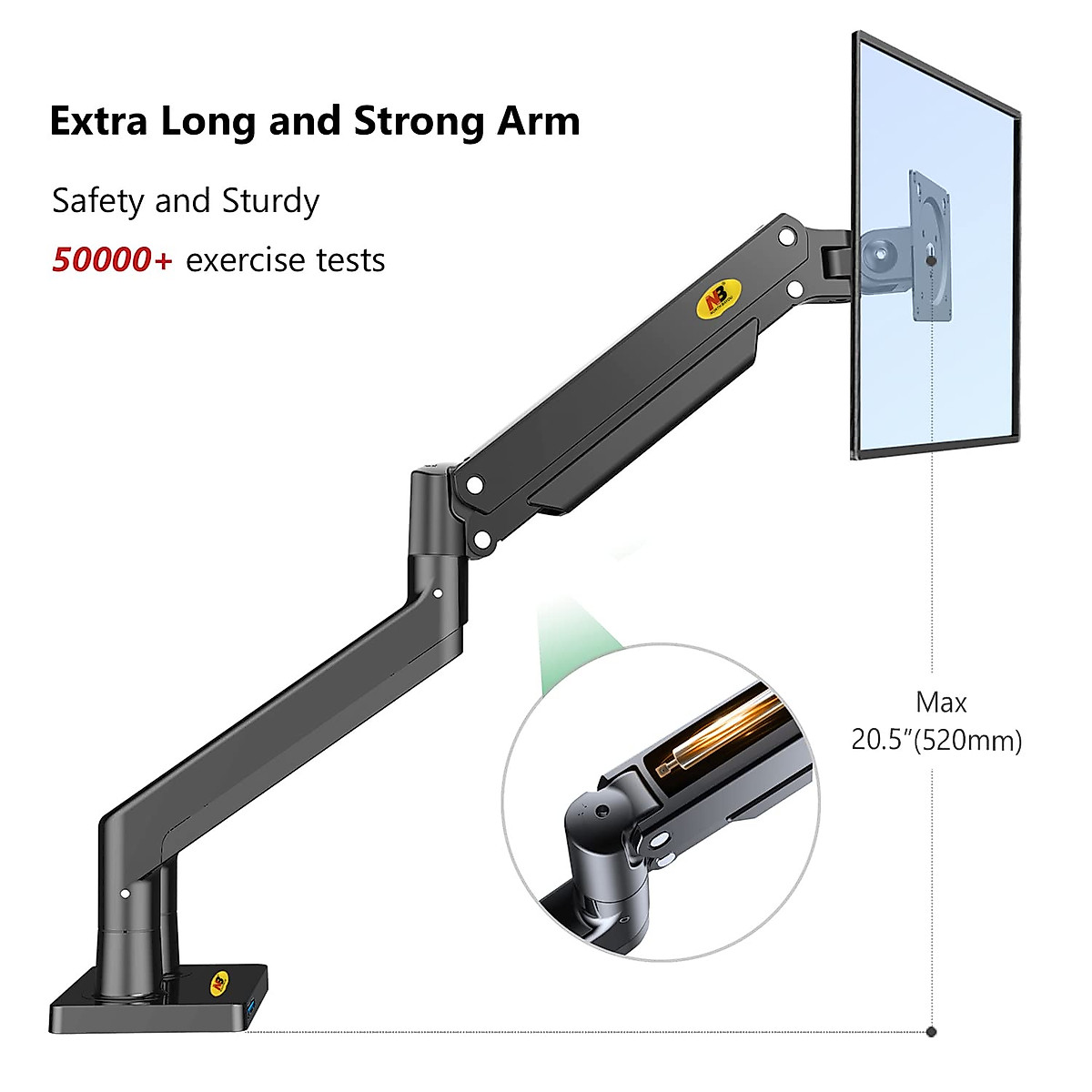 NB North Bayou Dual Monitor Arm Full Motion Swivel Monitor Mount with Gas Spring for 22''-32'' Monitors with Load Capacity from 4.4~30lbs for Each Arm Height Adjustable Monitor Stand G32-B