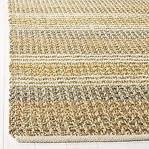 SAFAVIEH Organica Collection Area Rug - 6' x 9', Multi, Handmade Stripe Jute, Ideal for High Traffic Areas in Living Room, Bedroom (ORG411A)