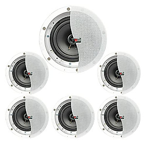 5 CORE 6.5” Inch Outdoor Indoor in Ceiling Speaker, Flush Mount in Wall Universal Speakers Waterproof for Paging Restaurant, Placement, Covered Porches CL 6.5-12 2W 6PCS