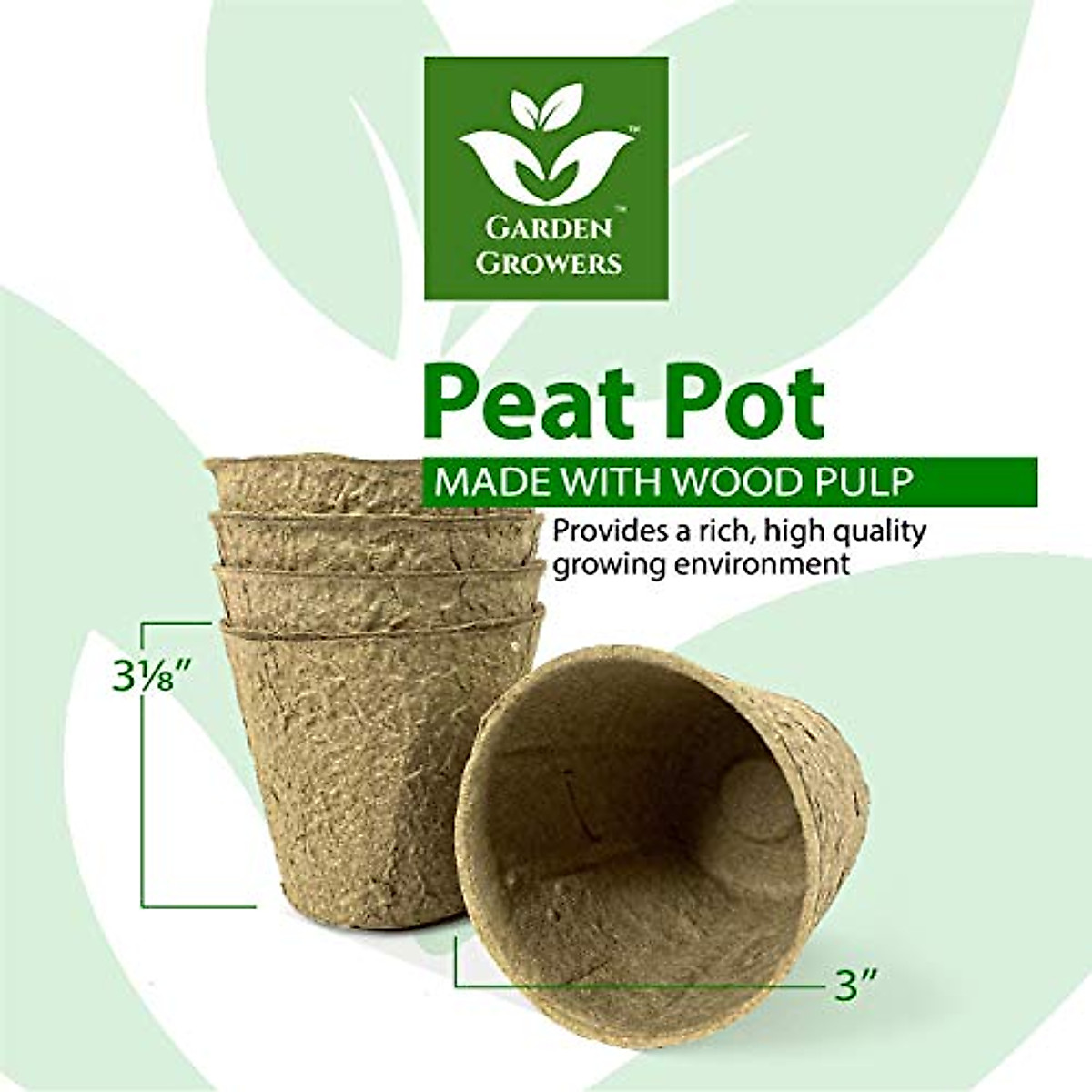 Garden Growers Seed Starter Pots – 3 Inch Biodegradable Peat Pods for Starting Flowers and Vegetables – Breathable and Absorbent for Aeration and Root Growth (60 Pots with 10 Bonus Plant Labels)