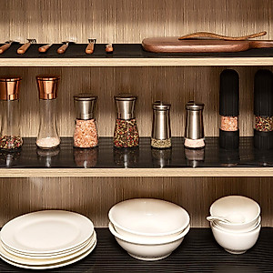 SinhRinh Drawer and Shelf Liner, 17.5IN x 20FT Non Slip Non Adhesive Cabinet Liner for Kitchen and Desk - Black Ribbed