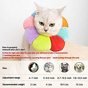KUDES Cat Small Dog Recovery Collar, Cute Neck Cone After Surgery, Adjustable Pet E Collar, Wound Healing Protective Cone Surgery Recovery Elizabethan Collars for Small Pet (S(Within 4lb), Colorful)