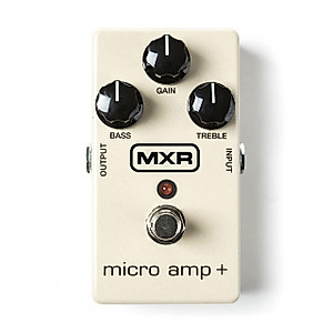 MXR M233 Micro Amp + Guitar Effects Pedal Bundle with 2 Instrument Cables and 2 Patch Cables
