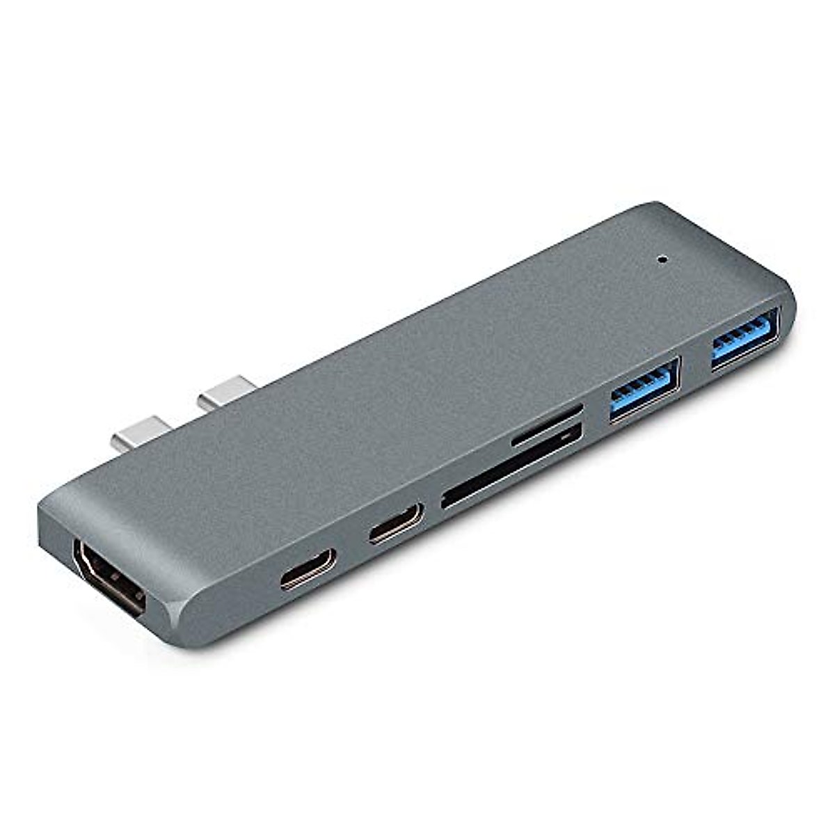 XUNMAIFHB Portable Docking Station,Dual Type-c USB C MacBook pro to HDMI TF Card Reader HUB Docking Station 4K Thunderbolt3 USB-C SD MicroSD USB 3.0 Fast Transmission